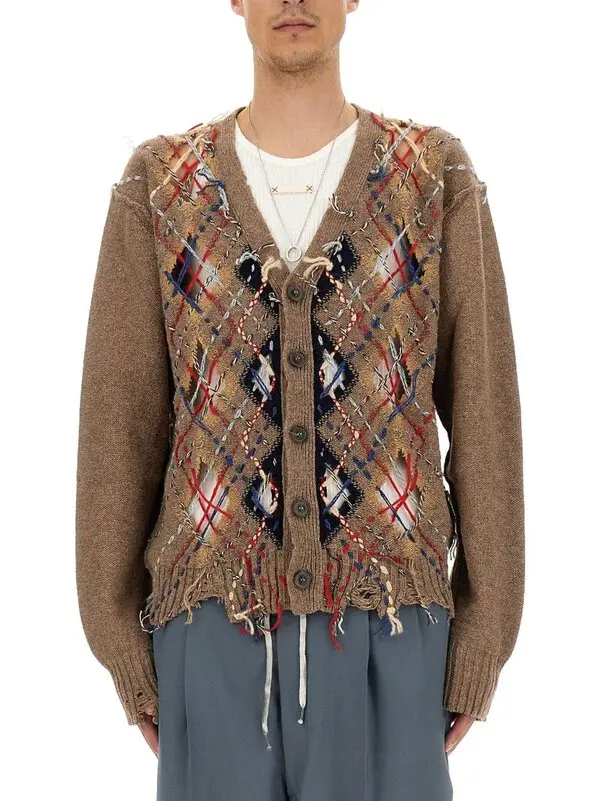 MAISON MARGIELA Diamond Pattern Cardigan - Brown