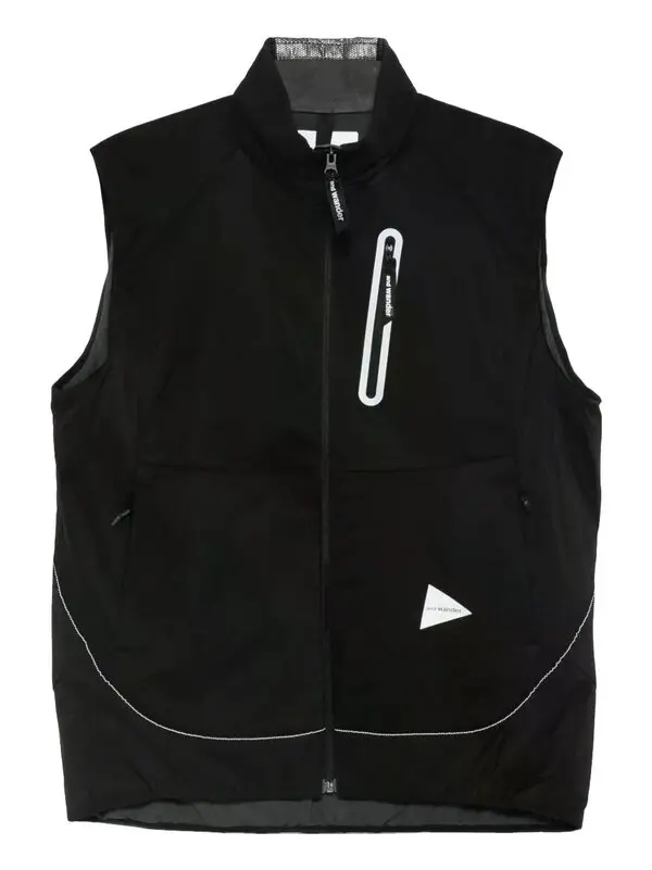 AND WANDER Zip Sleeveless Gilet - Black