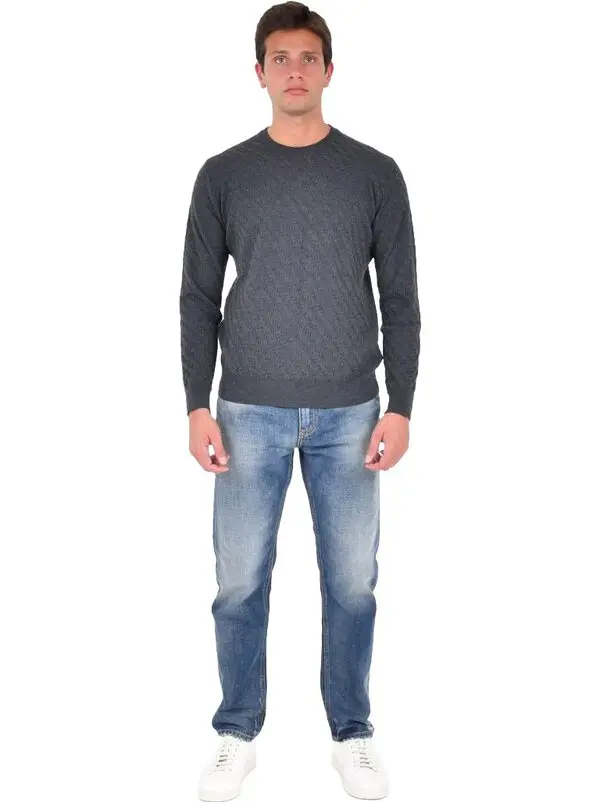 LOW BRAND Wool Jacquard Pattern Sweater - Grey
