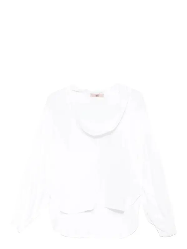 CARLA G. Shawl-neck Blouse - White