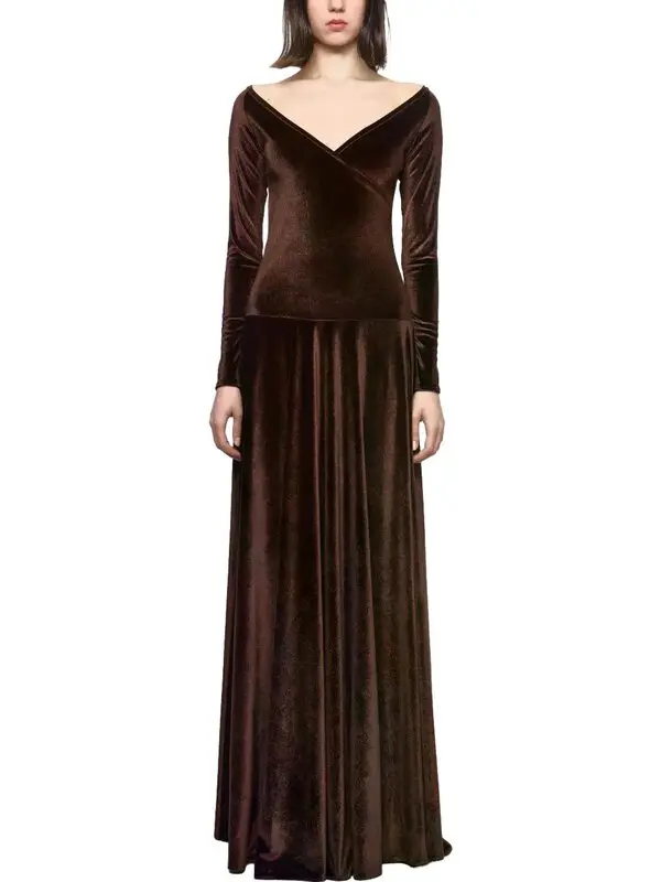 ATU BODY COUTURE Velvet Maxi Gown - Brown