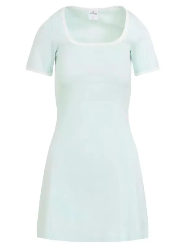 COURREGES Square Neck Logo Dress - Blue