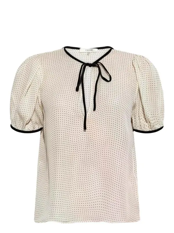 FRAME Polka-dot Tie Blouse - Neutrals