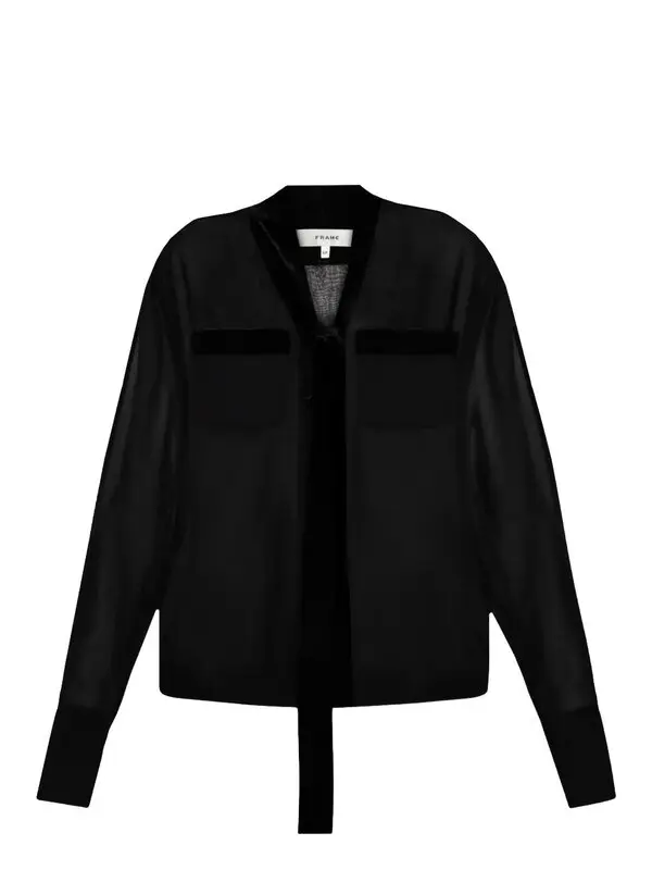 FRAME Pocket Tie-detailed Blouse - Black