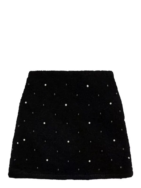FRAME Pearl-embellished Mini Skirt - Black