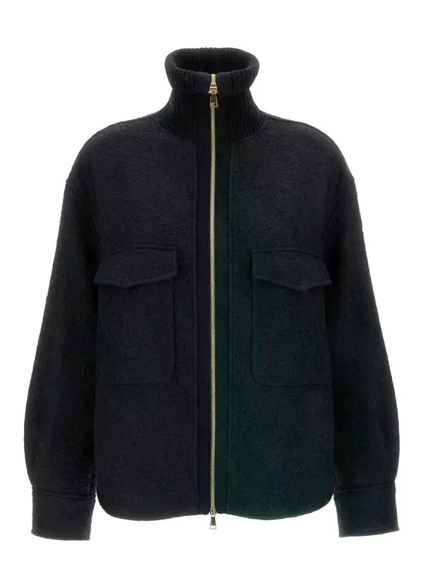 Moncler Zip-up Shirt With Patch Pockets - Black