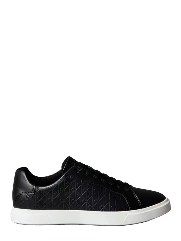 Calvin Klein Logo-debossed Leather Sneakers - Black