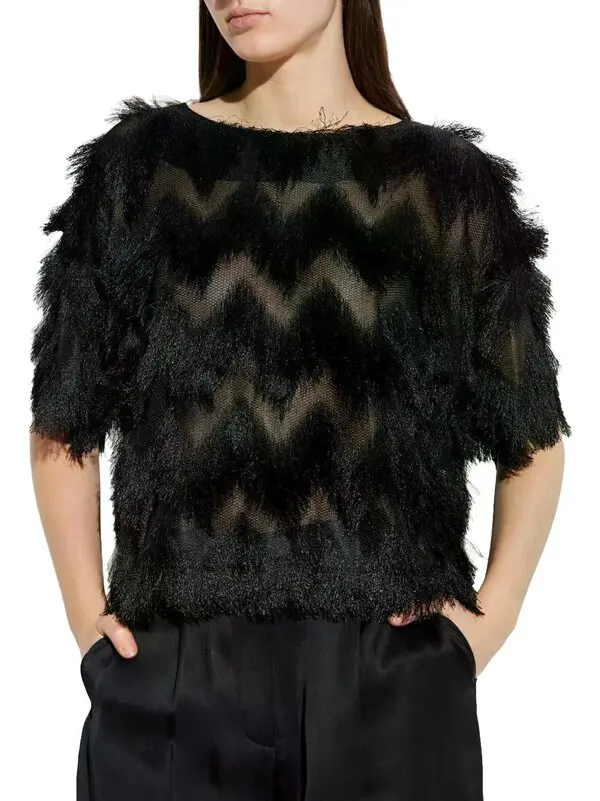 Munthe Rossi Fringed Blouse - Black