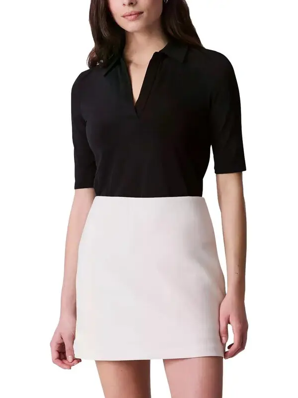 Calvin Klein Collared V-neck Top - Black