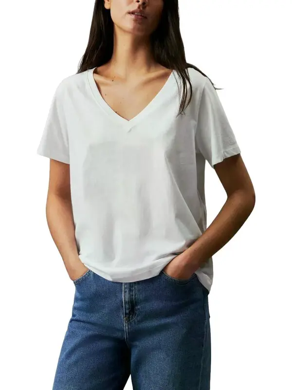 Calvin Klein V-neck Short-sleeve Top - White