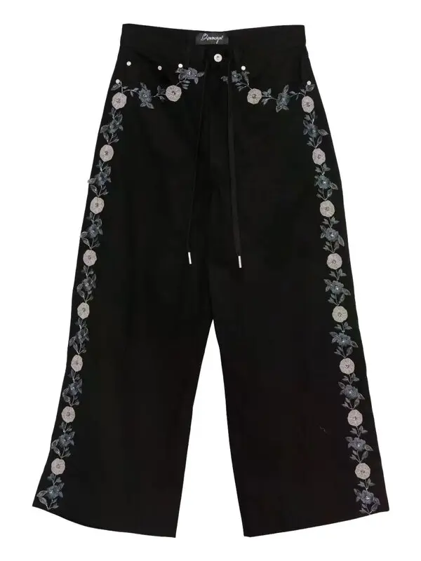 BENJAMIN BENMOYAL Floral-embroidered Trousers - Black