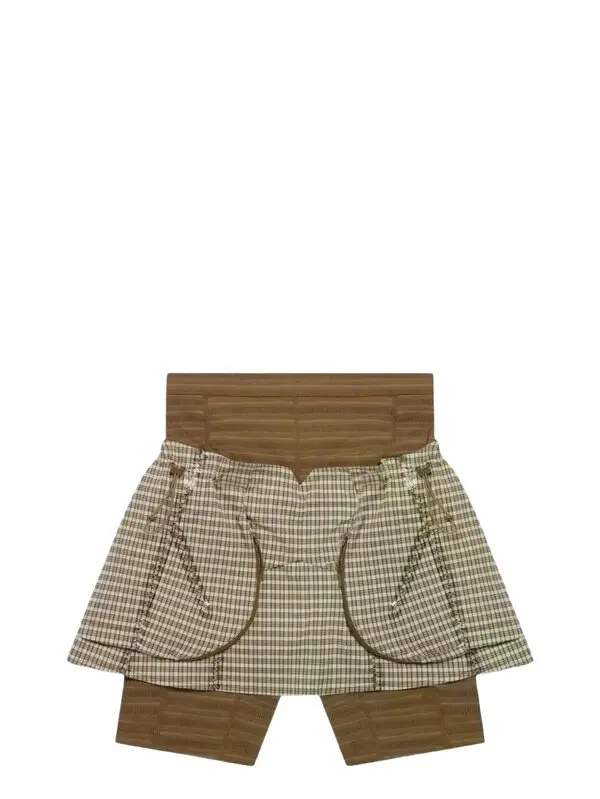 Nike X Knwls Check-pattern Mini Skirt - Brown