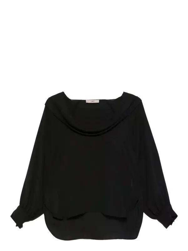 CARLA G. Cowl Neck Blouse - Black