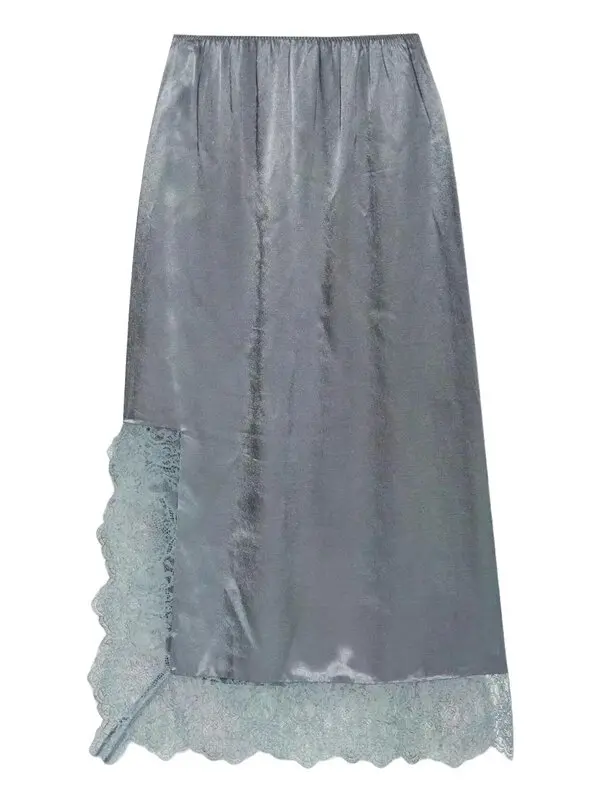 Munthe Lace-trim Midi Skirt - Grey