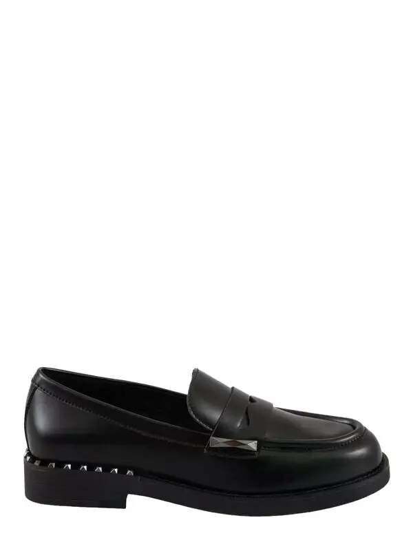 Ash Studded Strap Loafers - Black