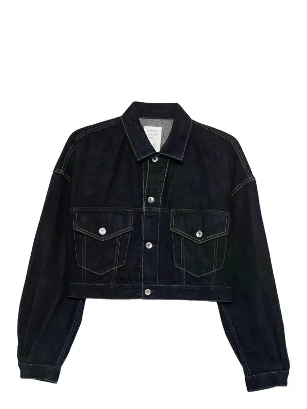 KURO Selvedge Cropped Trucker Jacket - Blue