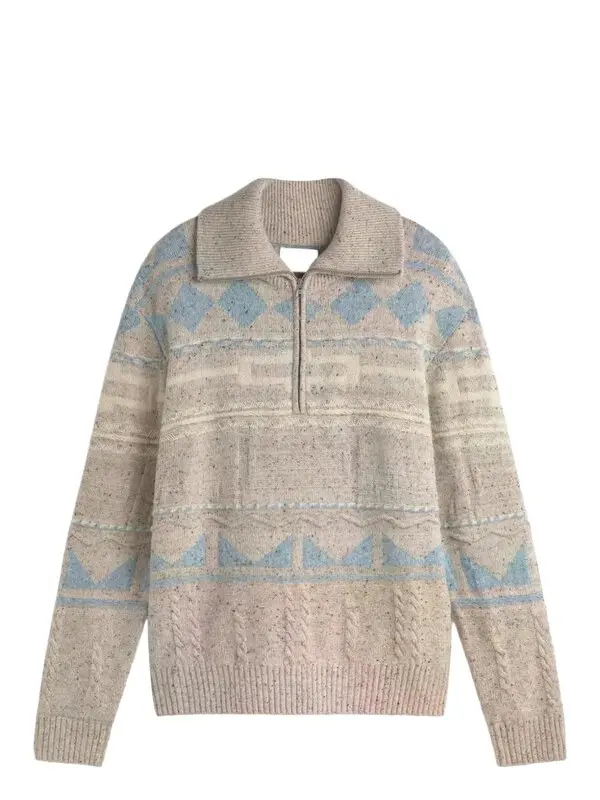 Nn07 Half-zip Patterned Sweater - Neutrals