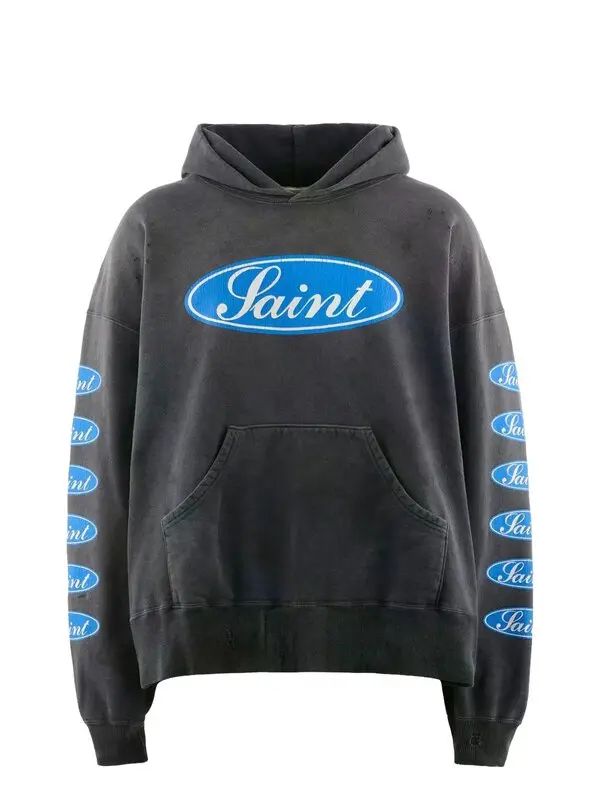 SAINT MXXXXXX Logo-print Hoodie - Black