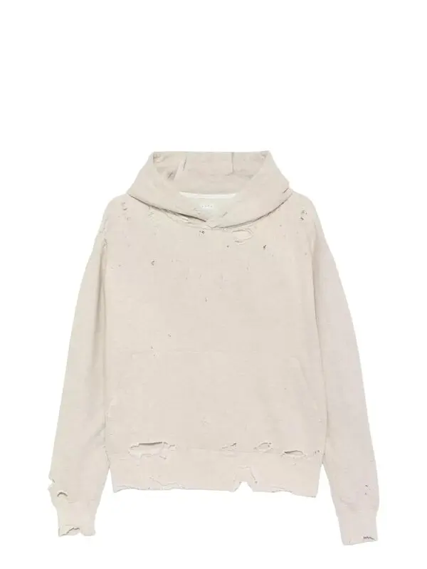 KURO Distressed-effect Hoodie - Neutrals