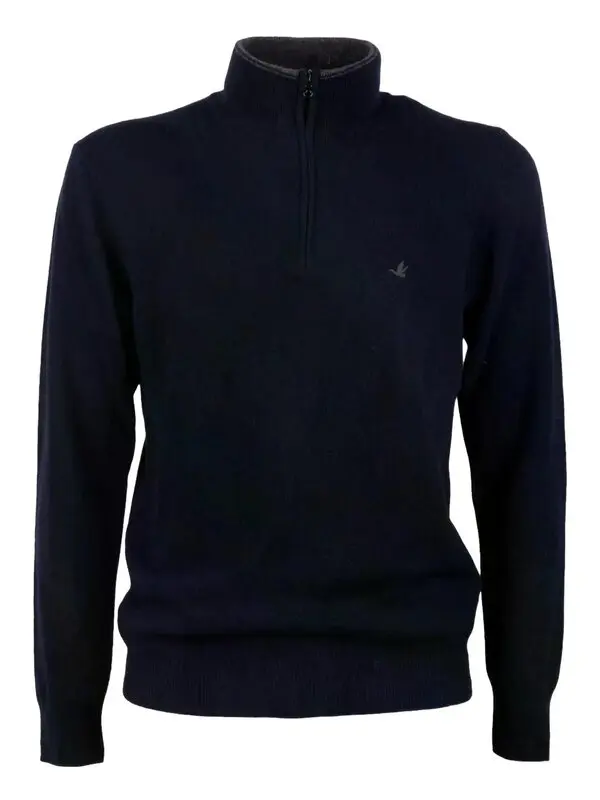 BROOKSFIELD Half-zip Mock Neck Sweater - Blue