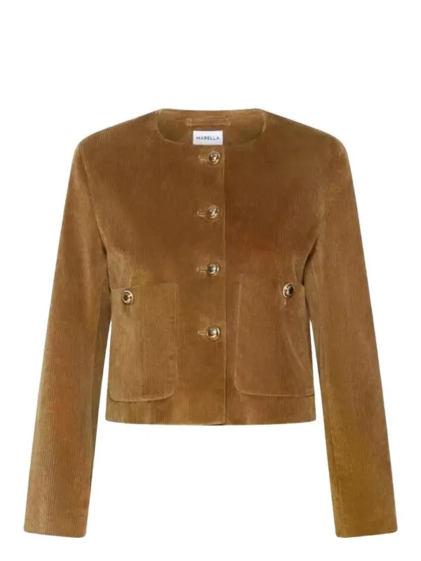 Marella Buttoned Corduroy Jacket - Brown