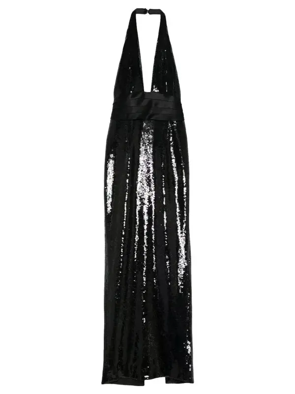 Retrofete Kelsie Sequin Halterneck Maxi Dress - Black