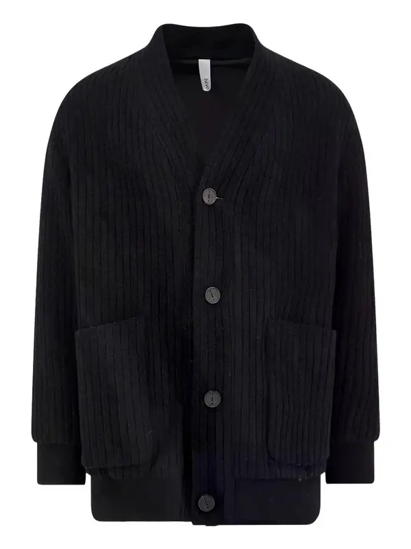 HEVO Cimino Patch-pocket Ribbed Coat - Black