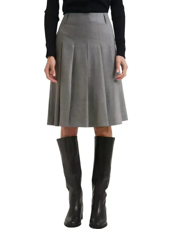 Max Mara Pleated Midi Skirt - Grey