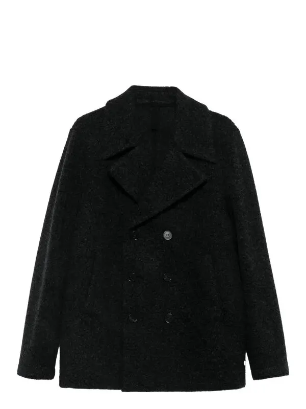 Harris Wharf London Double-breasted Wool Pea Coat - Grey