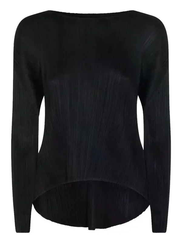 Issey Miyake Pleated Long-sleeved Top - Black
