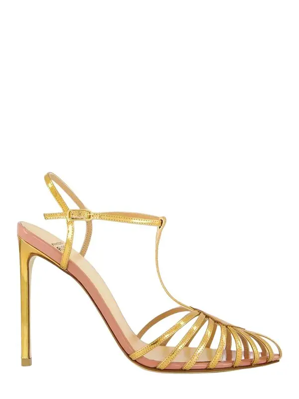 FRANCESCO RUSSO 105mm Metallic Heeled Sandals - Gold