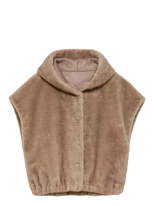STUDIO AR Hooded Faux-fur Gilet - Neutrals