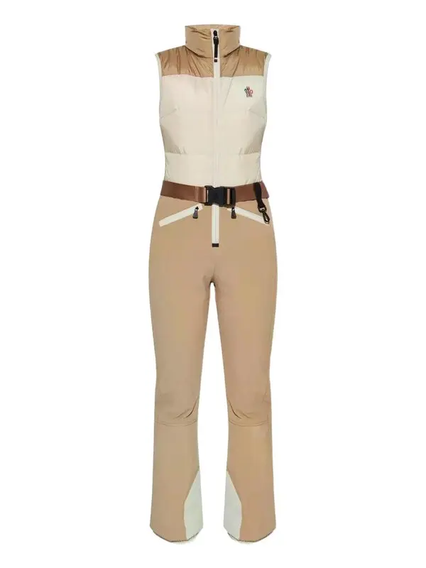 Moncler Belted Panelled Ski Suit - Neutrals