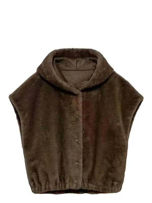STUDIO AR Olena Hooded Gilet - Brown