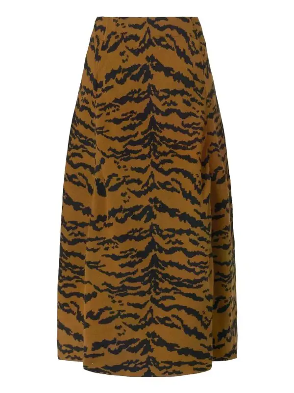 Essentiel Antwerp Tiger-print A-line Skirt - Brown