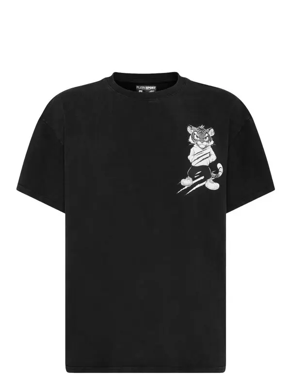 PLEIN SPORT Tiger-scratch Fleece T-shirt - Black