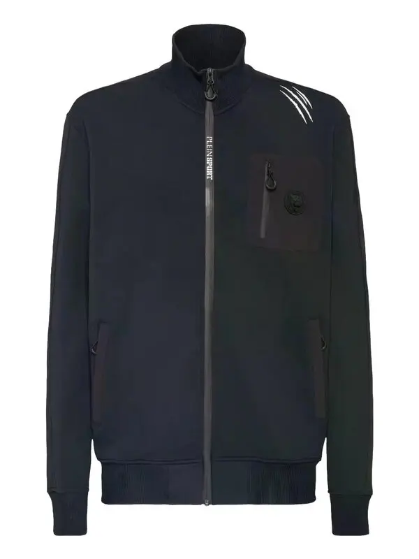 PLEIN SPORT Scratch-detail Zip-up Jacket - Black