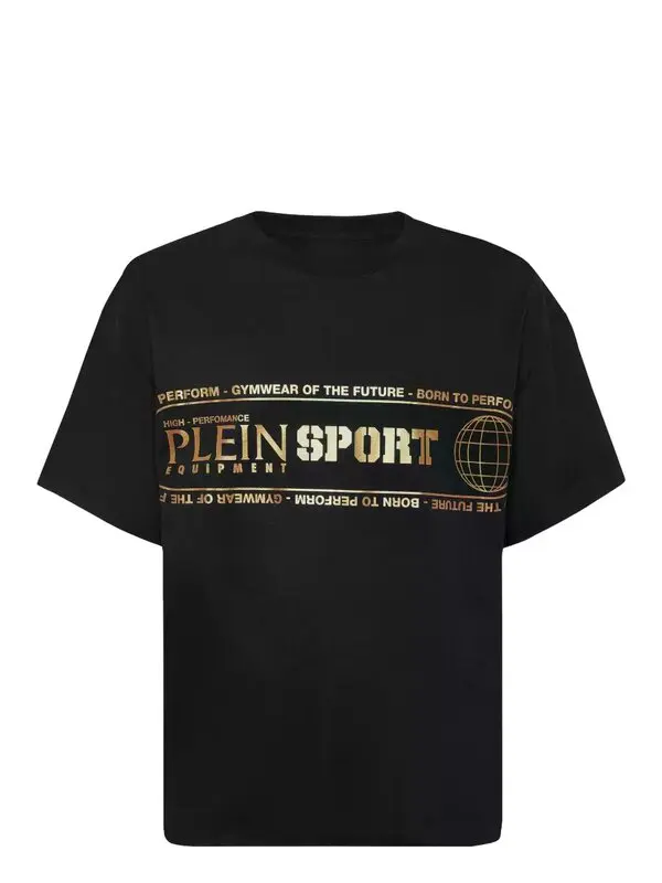 PLEIN SPORT Lettering-print Crew-neck T-shirt - Black