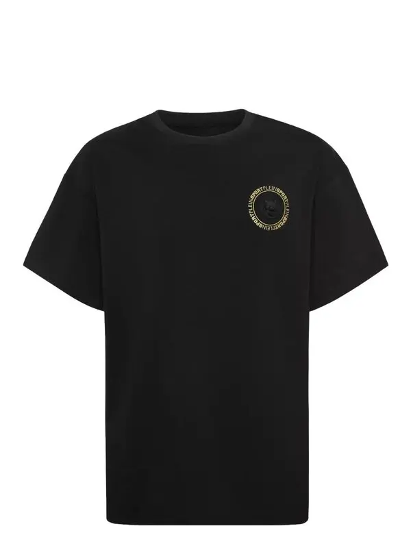 PLEIN SPORT Back-logo Circular-plaque T-shirt - Black