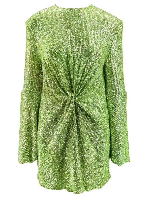 Nervi Sequin-embellished Knot-detail Mini Dress - Green