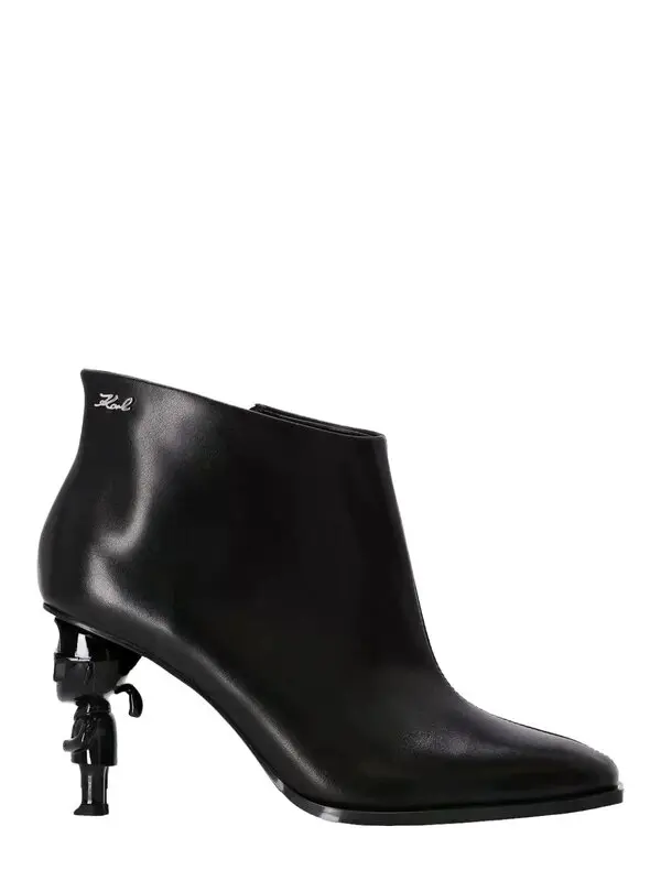 Karl Lagerfeld Ikon Karl-heel Leather Ankle Boots - Black
