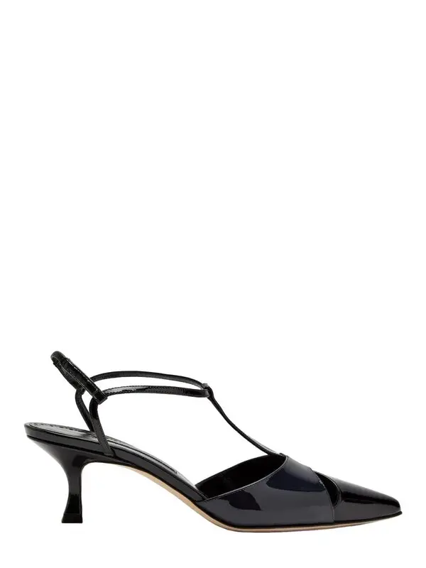 Manolo Blahnik 50mm Turgimod Patent Sling Pumps - Black