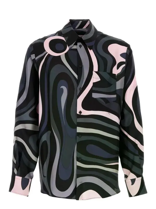 Emilio Pucci Printed Silk Shirt - Black