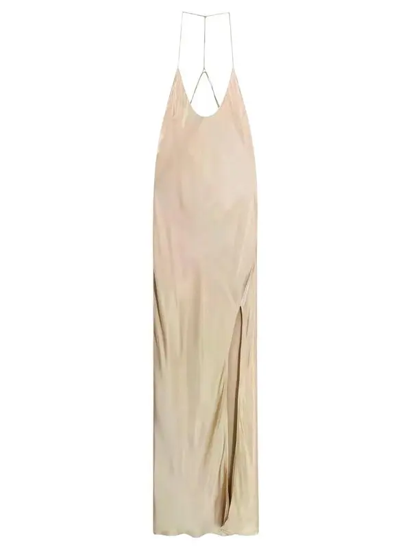 THE NINA STUDIO Slit Satin Dress - Neutrals