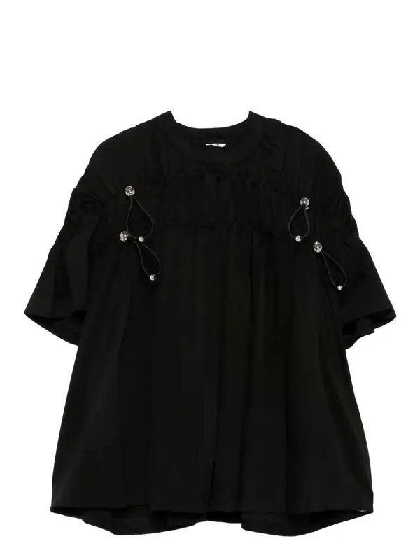 Noir Kei Ninomiya Embellished Gathered Blouse - Black