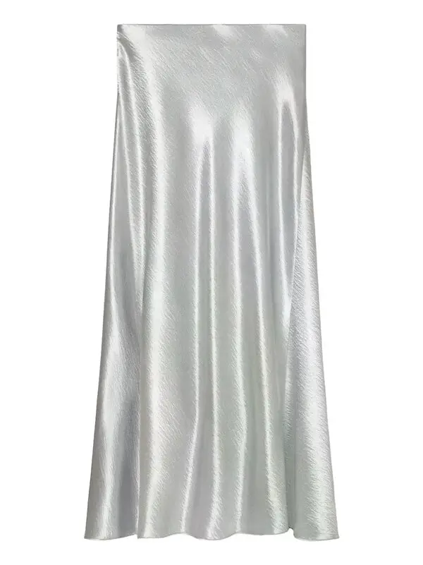 Tory Burch Satin Midi Skirt - Silver