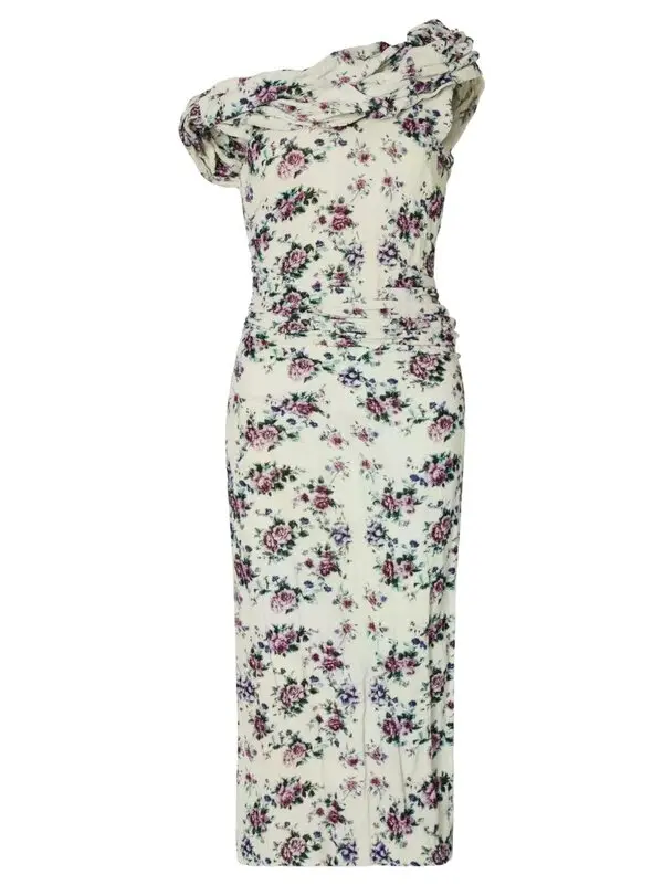 Tory Burch Floral-print Velvet Midi Dress - Neutrals