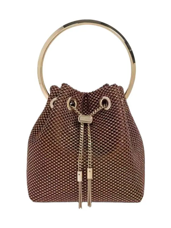 JIMMY CHOO Bon Bon Shimmering-mesh Handbag - Brown