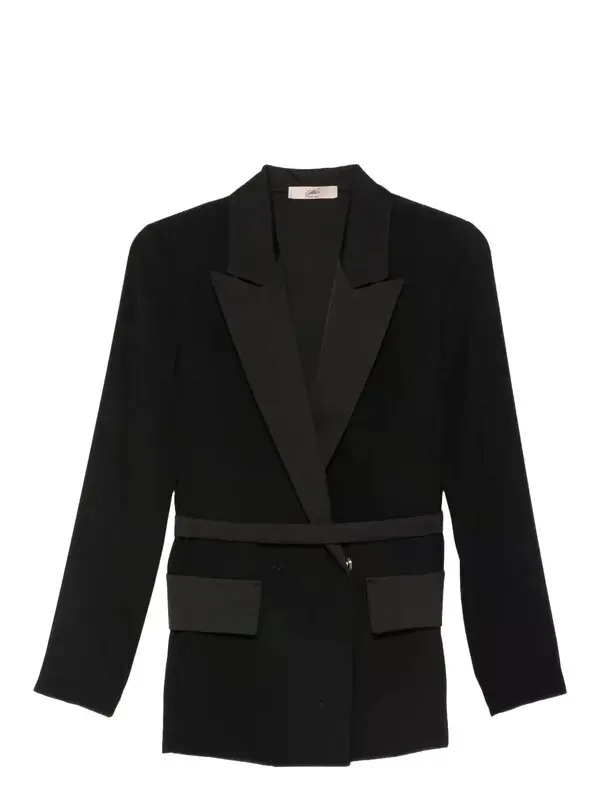 CARLA G. Notched-lapel Belted Jacket - Black
