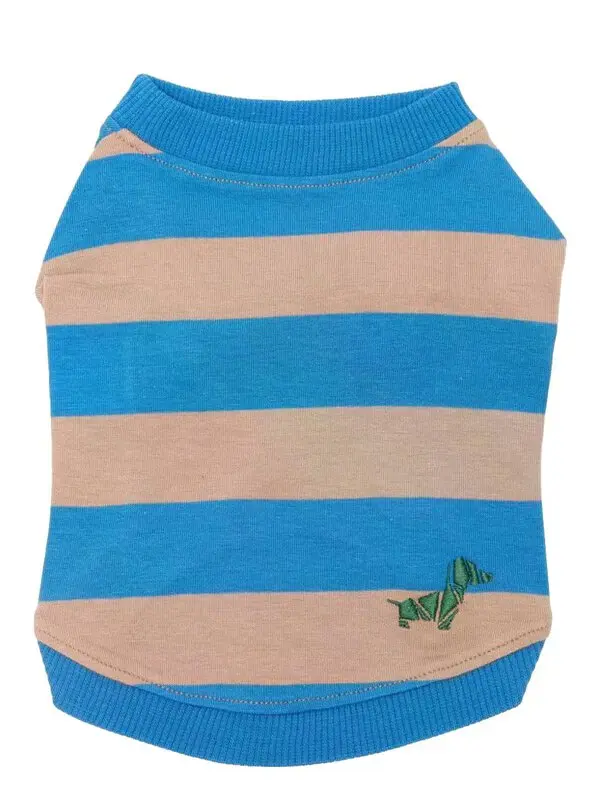 POLDO DOG COUTURE Striped Embroidered Pet T-shirt - Blue